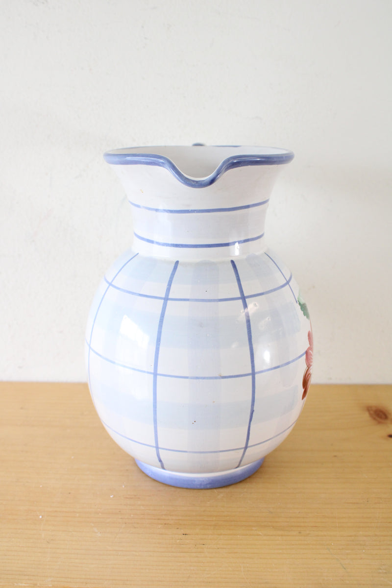 Hand Crafted Ethan Allen Blue Plaid Floral Pitcher – Jubilee Thrift