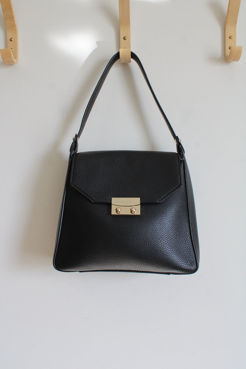 Kate Spade Black Pebble Leather Stewart Street Lynea Satchel Purse ...