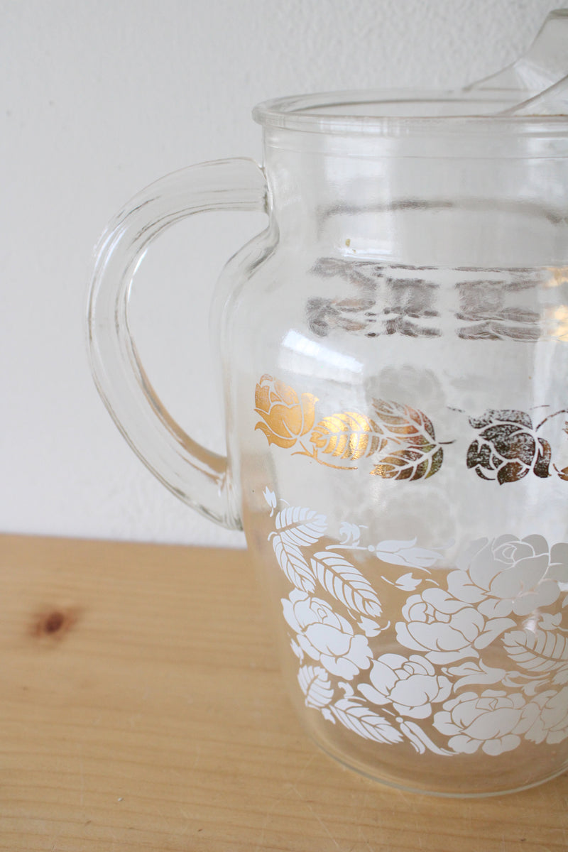 Anchor Glass White Gold Floral Drink Pitcher – Jubilee Thrift